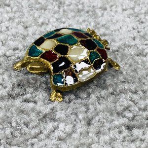 Accents | Turtle Trinket Box Tiny Multicolor Enamel Metal Hinge Open ...